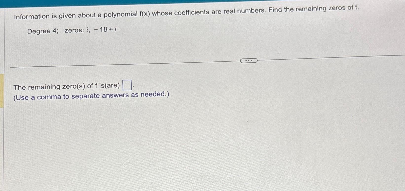 Solved Information is given about a polynomial f(x) ﻿whose | Chegg.com