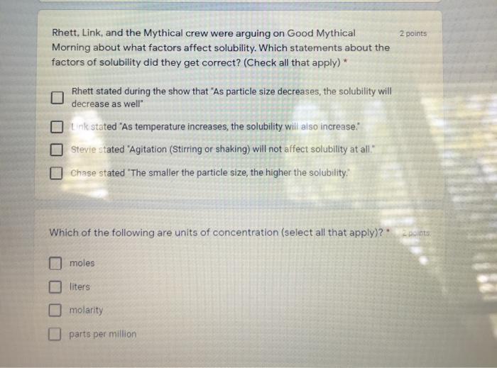 Solved 2 points Rhett, Link, and the Mythical crew were | Chegg.com