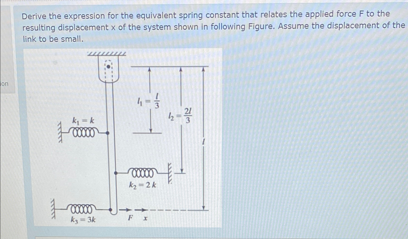 Solved Derive the expression for the equivalent spring | Chegg.com