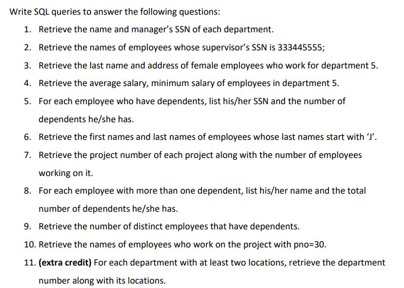 Solved EMPLOYEEWrite SQL queries to answer the following | Chegg.com