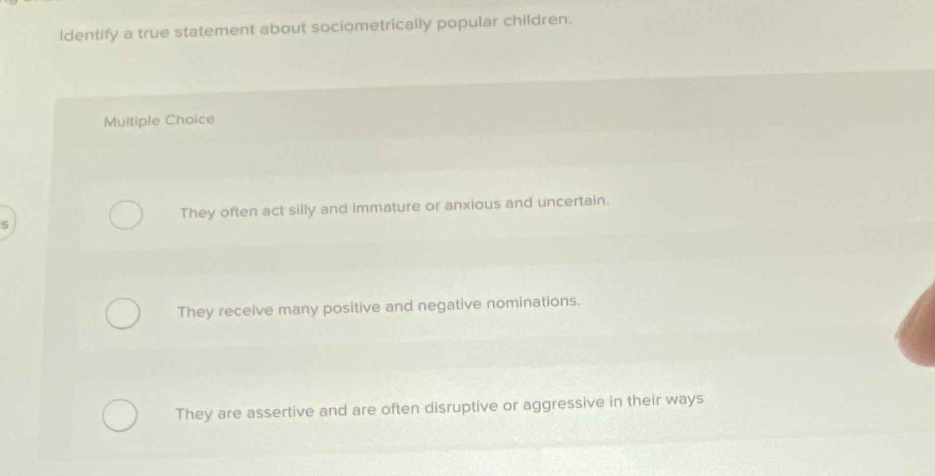 Solved Identify a true statement about sociometrically | Chegg.com