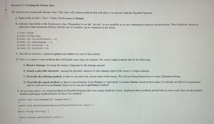 Solved Exercise 1: Creating the PlayableCharacter chass We | Chegg.com