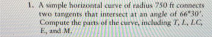 Solved 9. For the simple curve in Problem I, if the station | Chegg.com