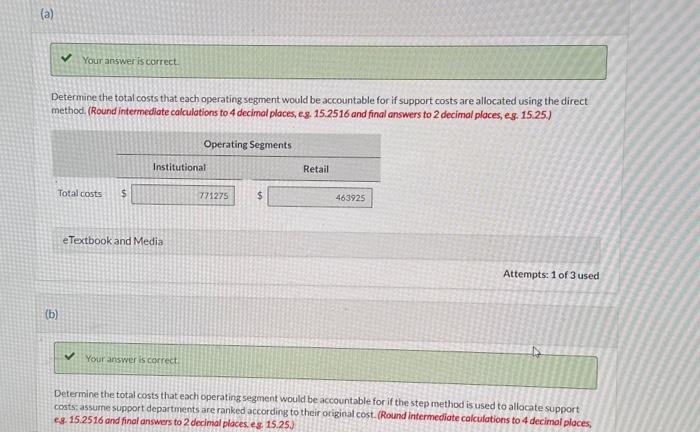 Solved Determine the total costs that each operating segment | Chegg.com
