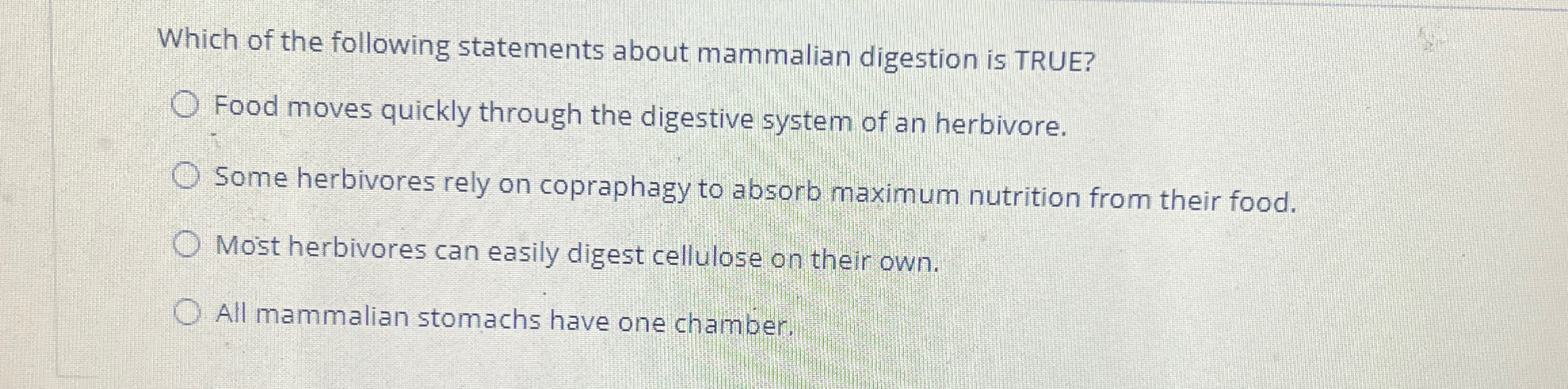 Solved Which of the following statements about mammalian | Chegg.com