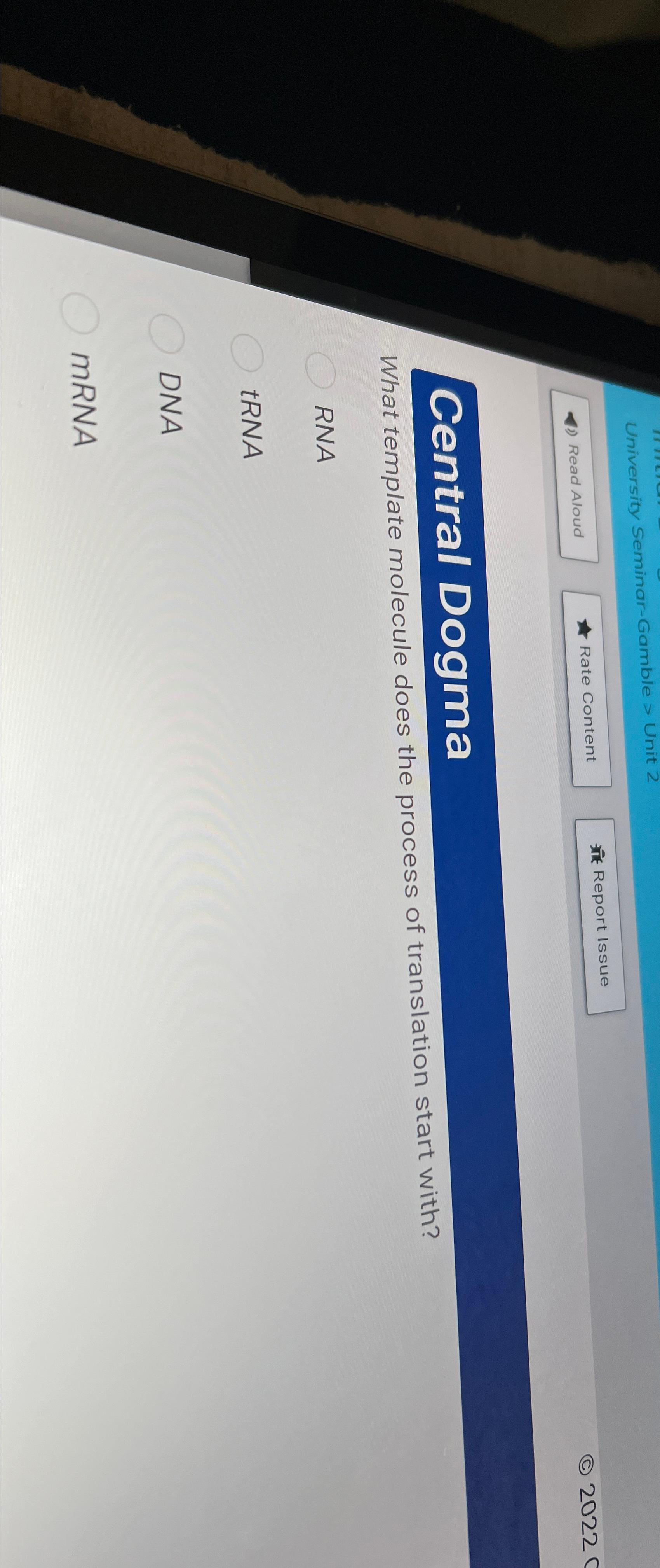 Solved University Seminar-Gamble > ﻿Unit 2Central DogmaWhat | Chegg.com