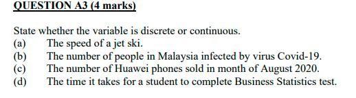 Solved State whether the variable is discrete or continuous. | Chegg.com