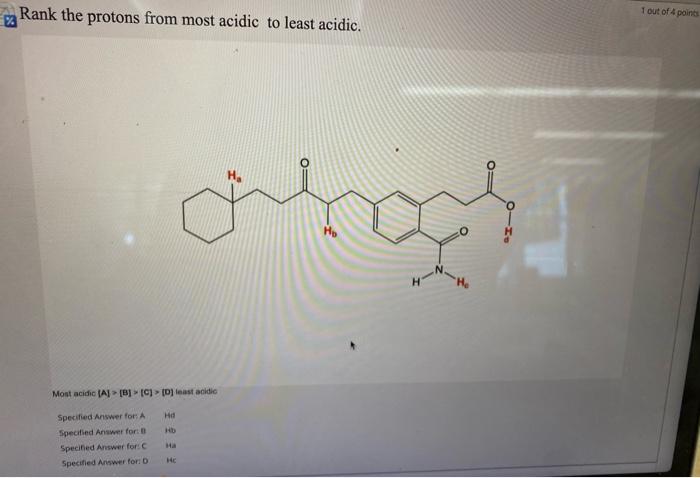 Solved Rank the protons from most acidic to least acidic. | Chegg.com