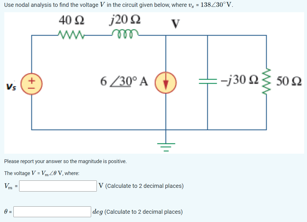 Solved Use nodal analysis to find the voltage V ﻿in the | Chegg.com