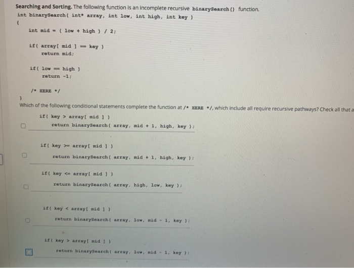 Solved Searching and Sorting. The following function is an | Chegg.com