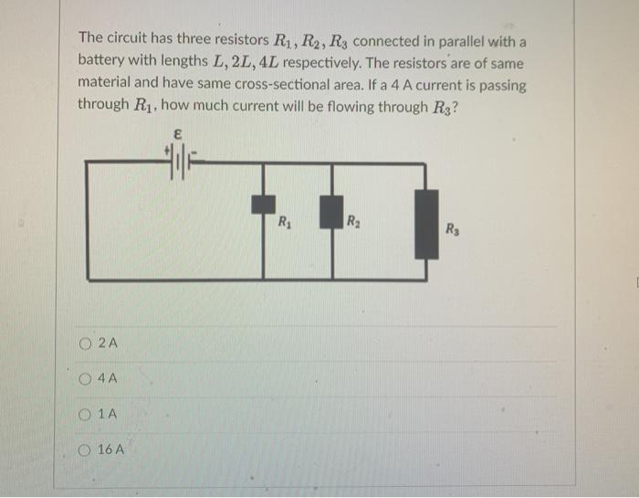 Solved The circuit has three resistors R1, R2, Rz connected | Chegg.com