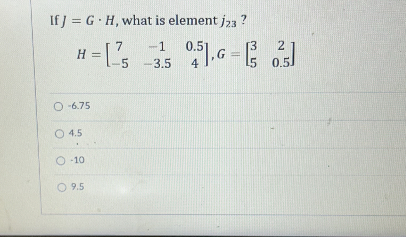 Solved If J=G*H, ﻿what is element | Chegg.com