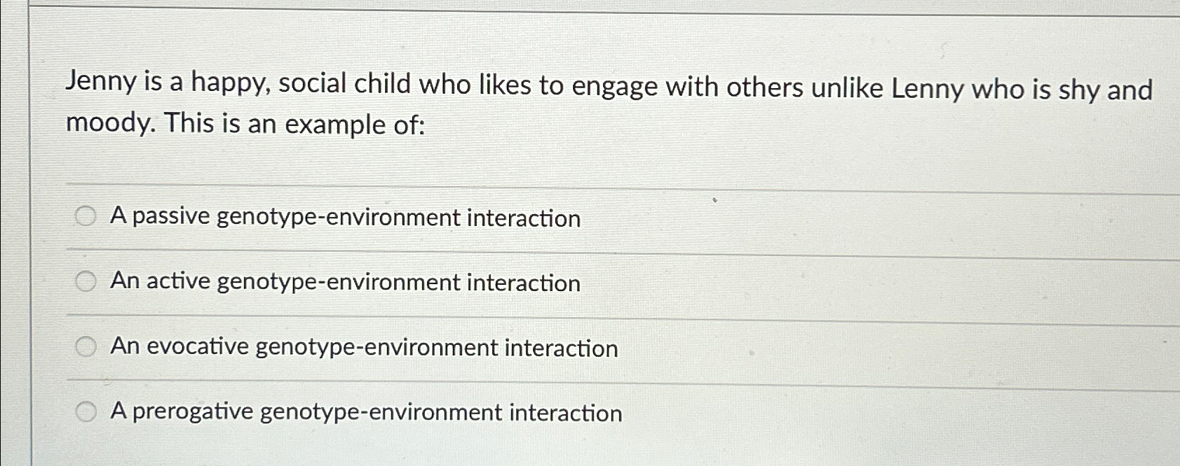 Solved Jenny is a happy, social child who likes to engage | Chegg.com