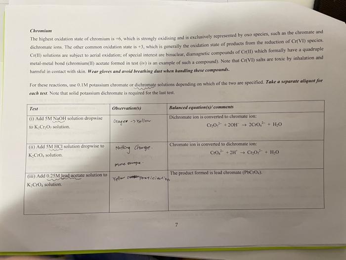 Solved Chromium The highest oxidation state of chromium is | Chegg.com