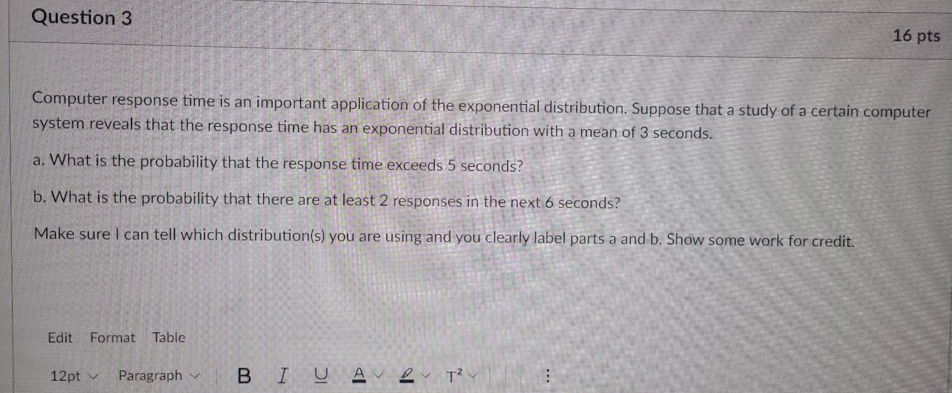 Solved Computer response time is an important application of | Chegg.com