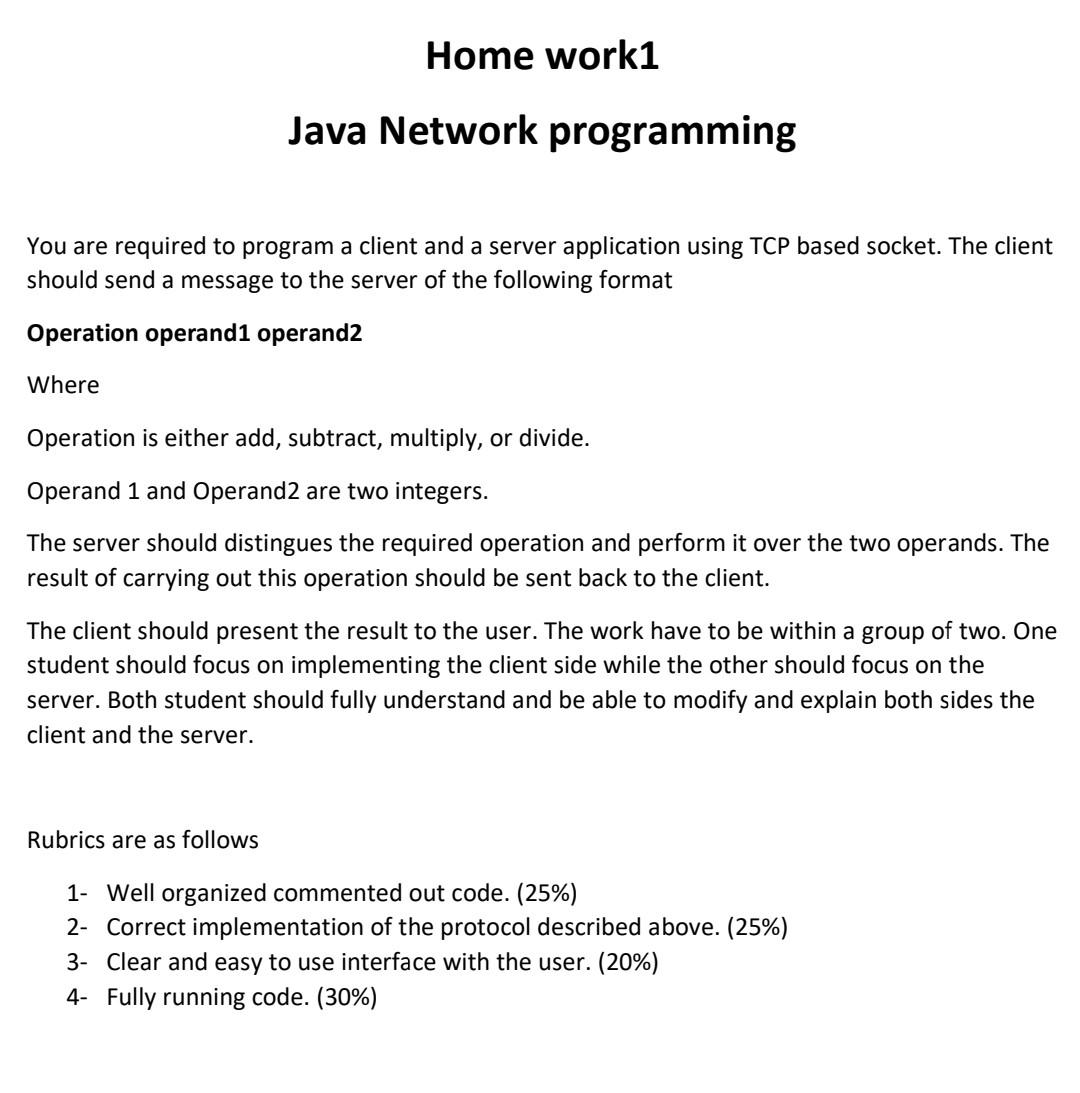 Solved Home work1 Java Network programming You are required | Chegg.com