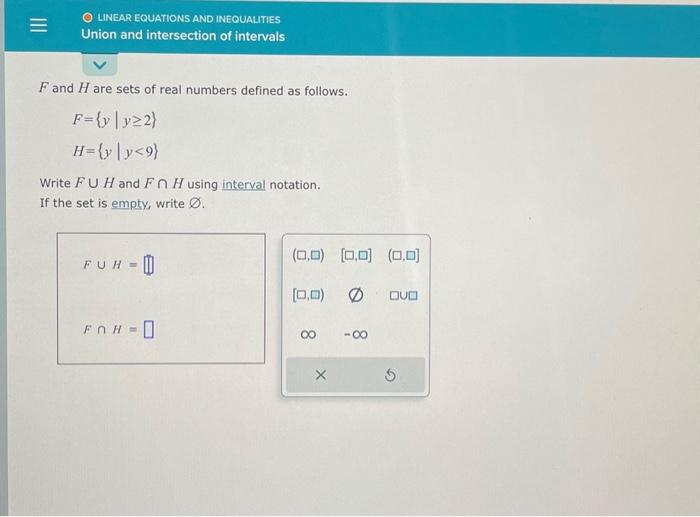 Solved = ||| QUATIONS AND INEQUALITIES Union and | Chegg.com