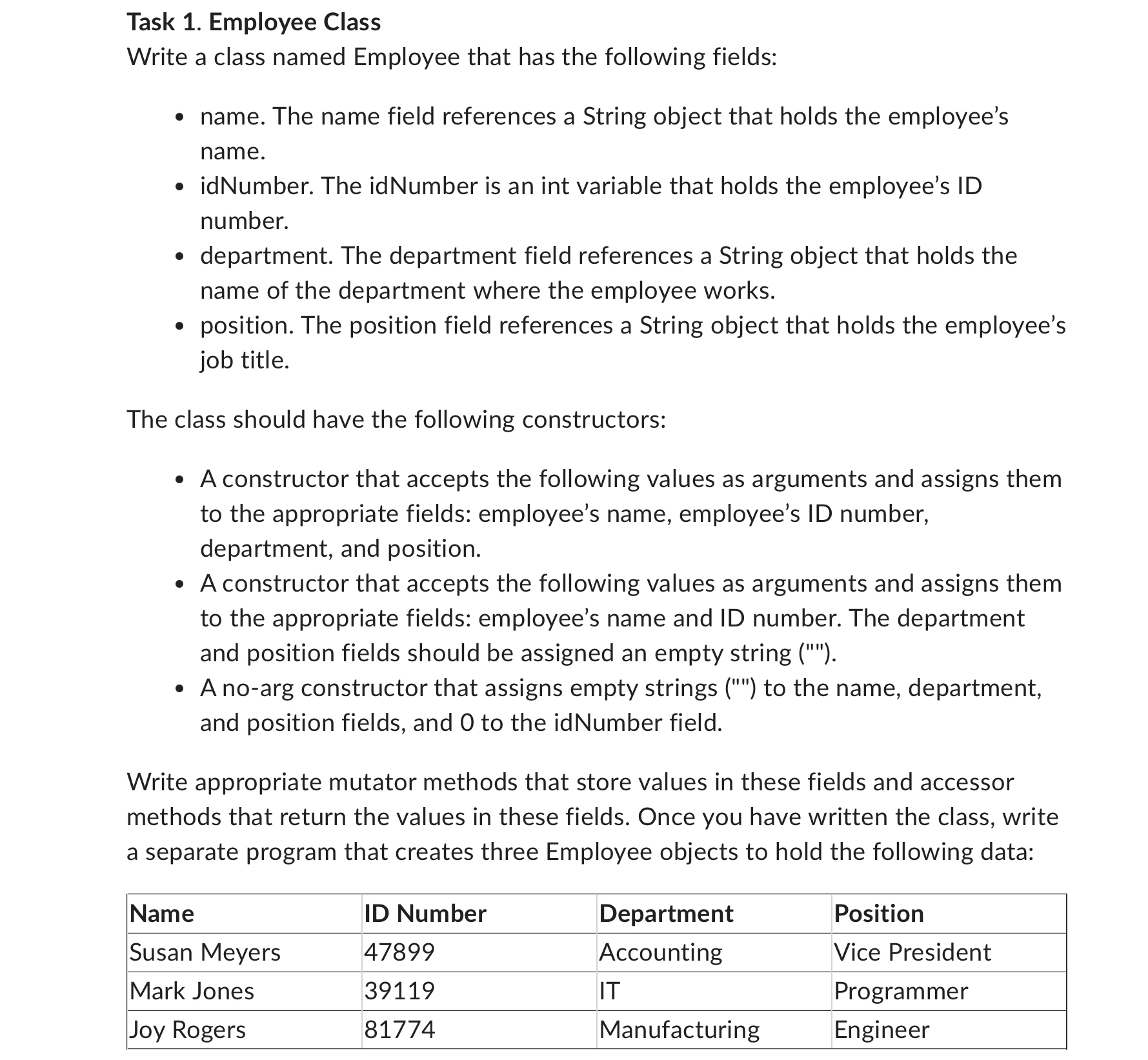 Solved Please use Java for the following, not python:Task 1. | Chegg.com