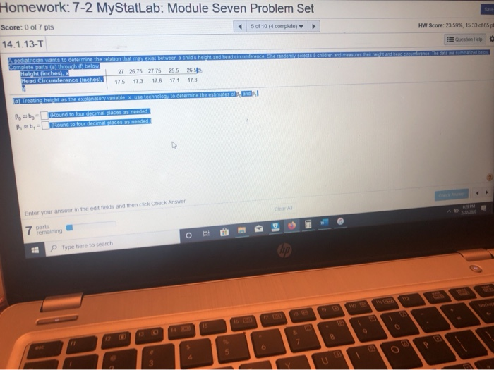 Solved Homework: 7-2 MyStatLab: Module Seven Problem Set | Chegg.com