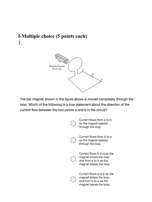 Solved I-Multiple choice (5 points each) Motion Towand the | Chegg.com