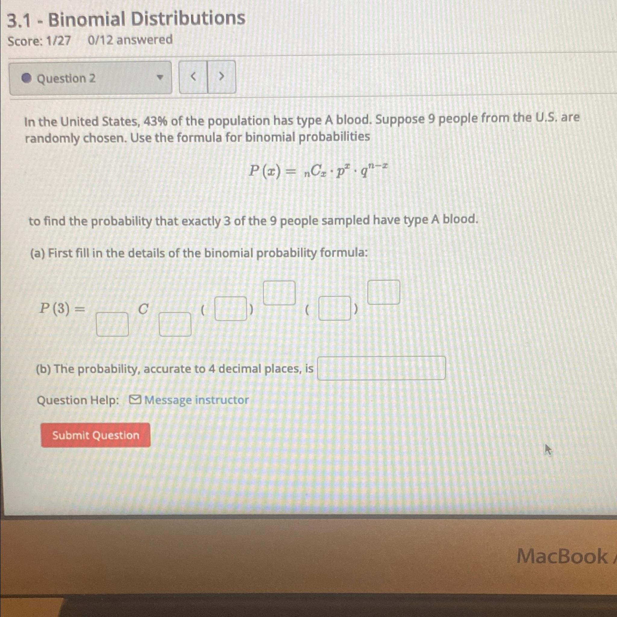 Solved 3.1 - ﻿Binomial DistributionsScore: 127,012 | Chegg.com