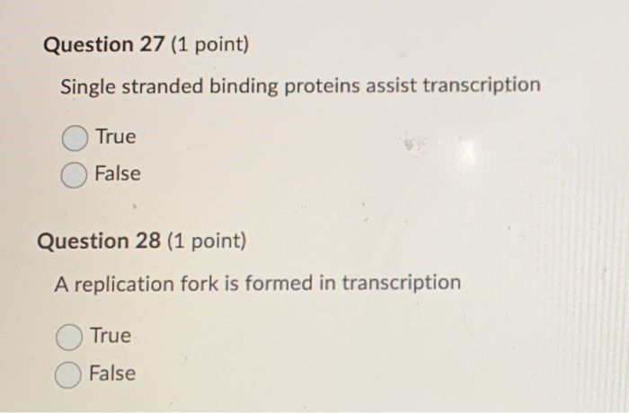 Solved Question 27 (1 point) Single stranded binding | Chegg.com