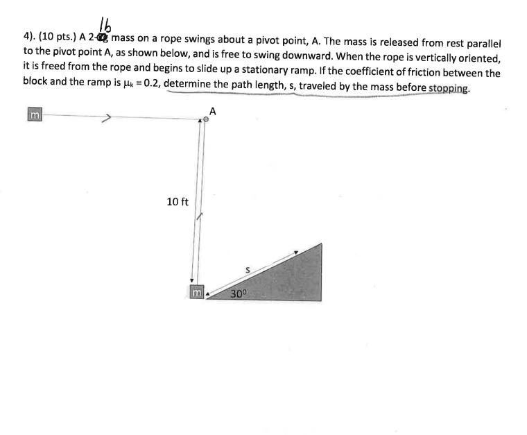 Solved . (10 ﻿pts.) ﻿A 2-lb mass on a rope swings about a | Chegg.com