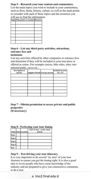 THRM 204 - 205 Tour Guiding Project "Developing | Chegg.com