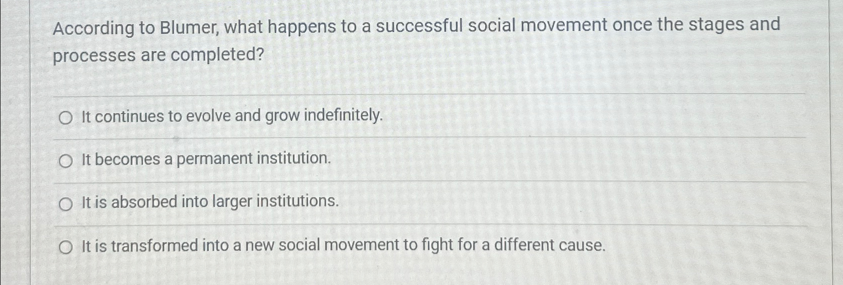 Solved According to Blumer, what happens to a successful | Chegg.com