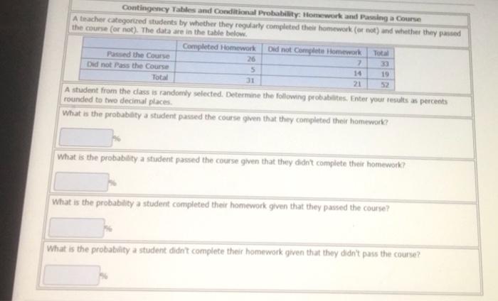 Solved Contingency Tables and Conditional Probability | Chegg.com