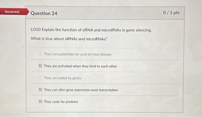 Solved LO50 Explain the function of siRNA and microRNAs in | Chegg.com