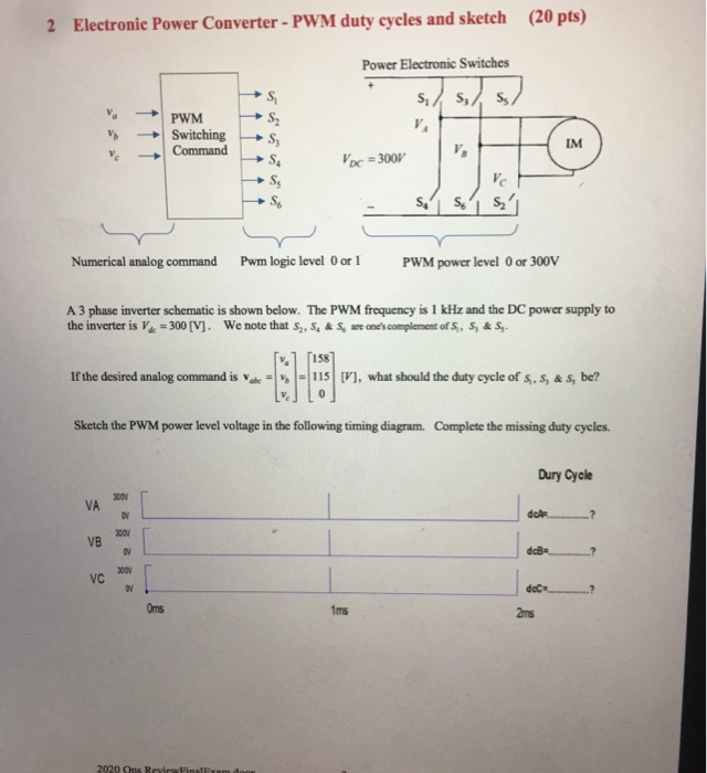 Solved 2 Electronic Power Converter - PWM duty cycles and | Chegg.com