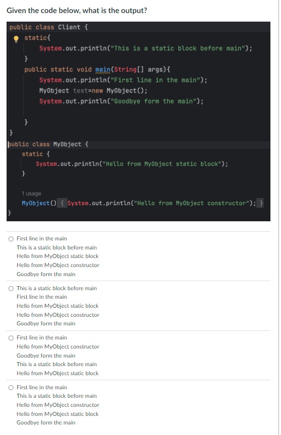 Solved Given the code below, what is the output?```public | Chegg.com