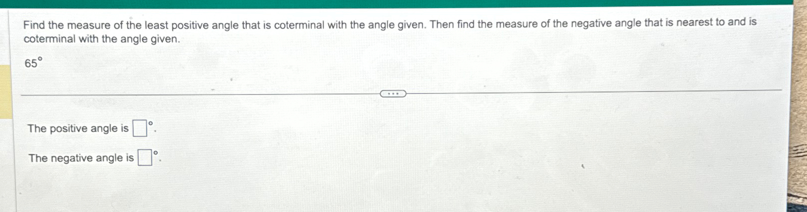 Solved Find the measure of the least positive angle that is | Chegg.com