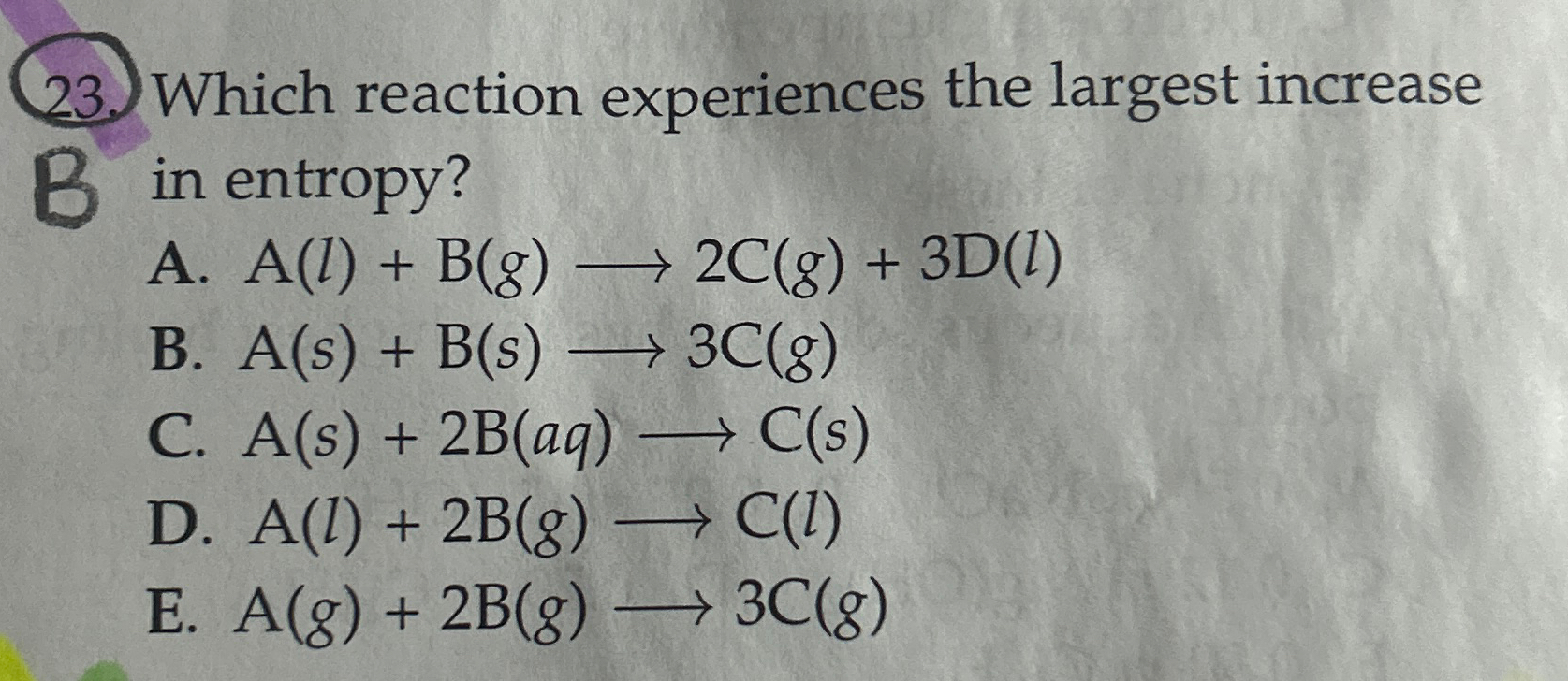 Solved Which reaction experiences the largest increase in | Chegg.com