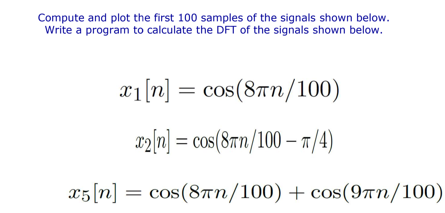 Solved Compute and plot the first 100 ﻿samples of the | Chegg.com