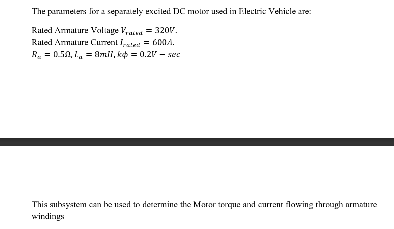 Solved The parameters for a separately excited DC motor used | Chegg.com