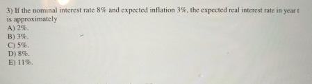 Solved If the nominal interest rate 8% ﻿and expected | Chegg.com