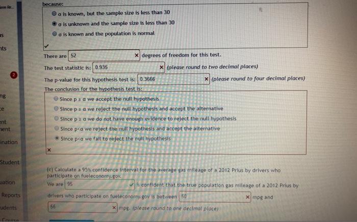 Solved there are ? degrees of freedom for this test.the test | Chegg.com