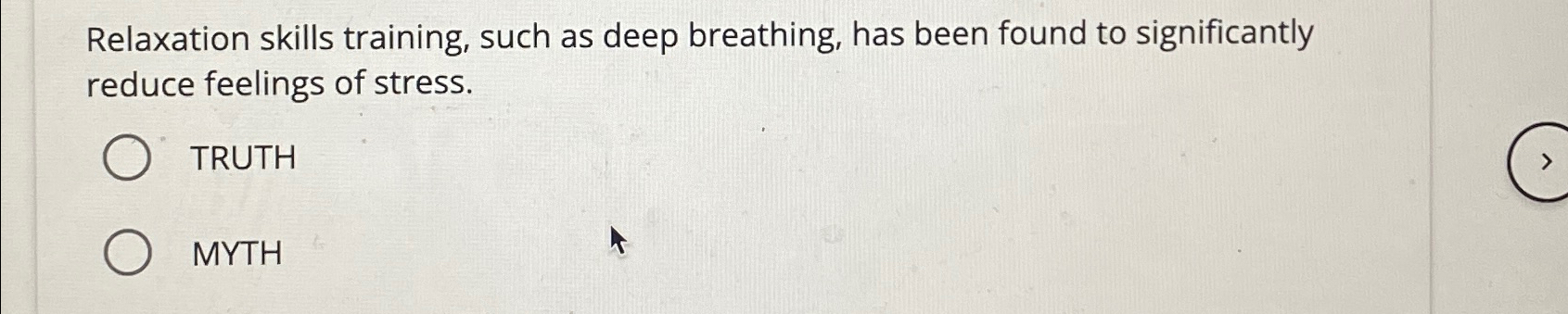 Solved Relaxation skills training, such as deep breathing, | Chegg.com