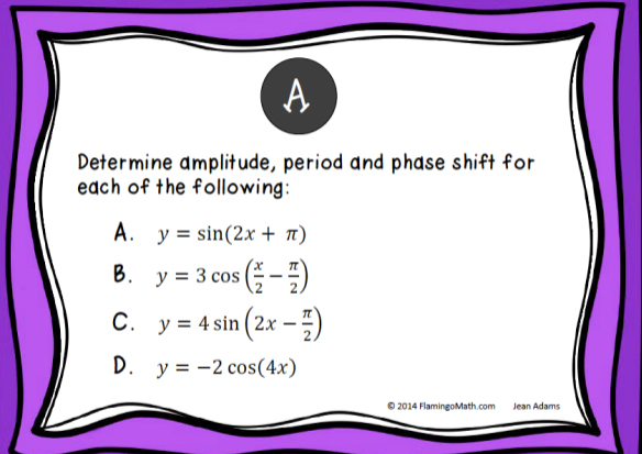 Solved Determine amplitude, period and phase shift for each | Chegg.com