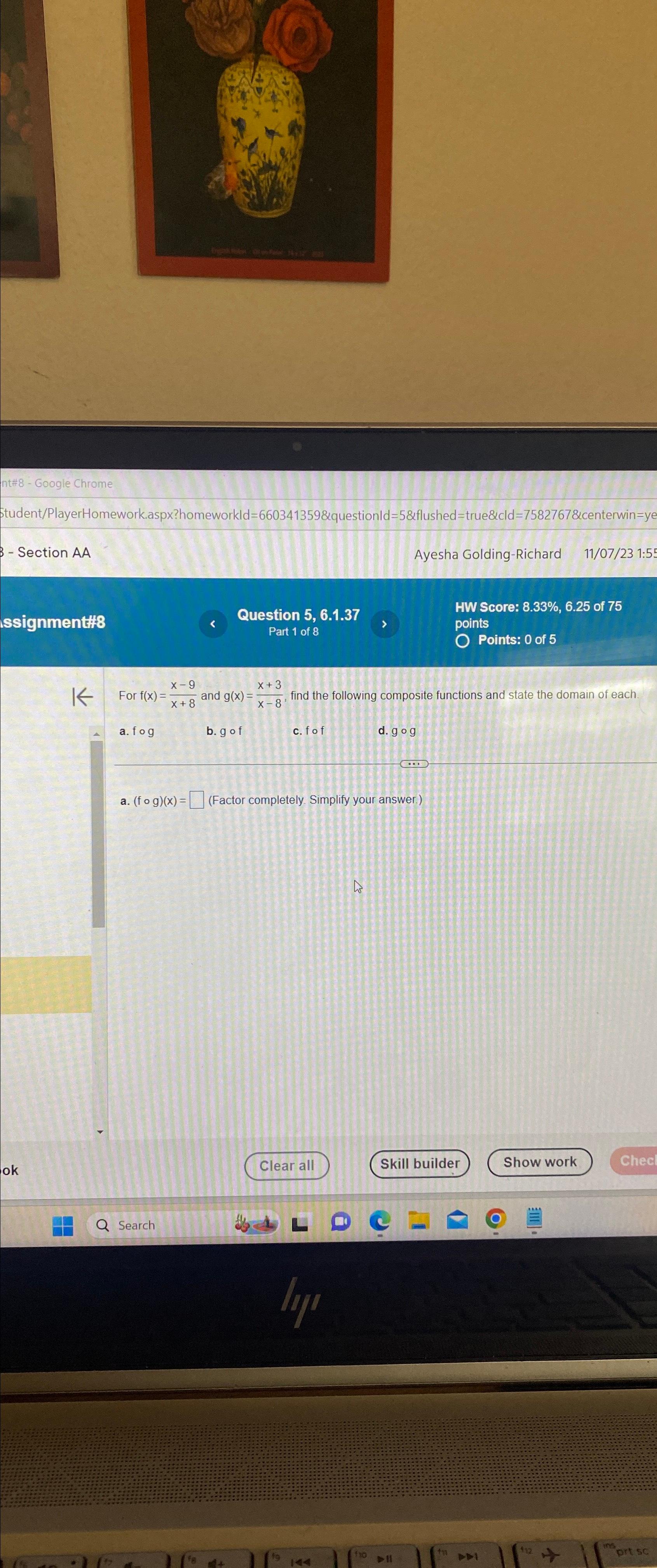 Solved nt#8- ﻿Google ChromeB- ﻿Section AAAyesha | Chegg.com
