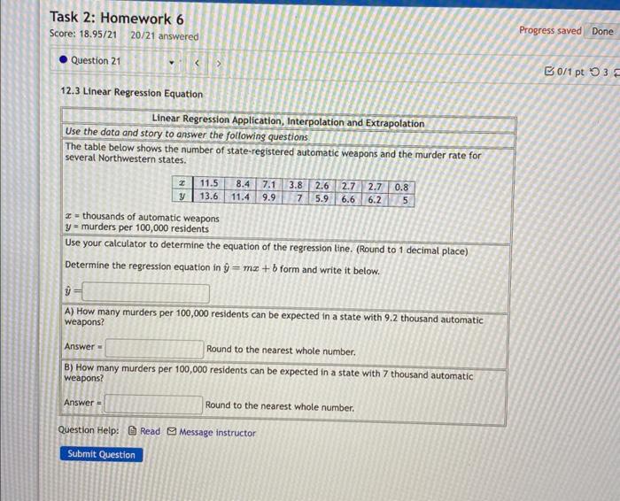 Solved 12 3 Linear Regression Equation Linear Regression