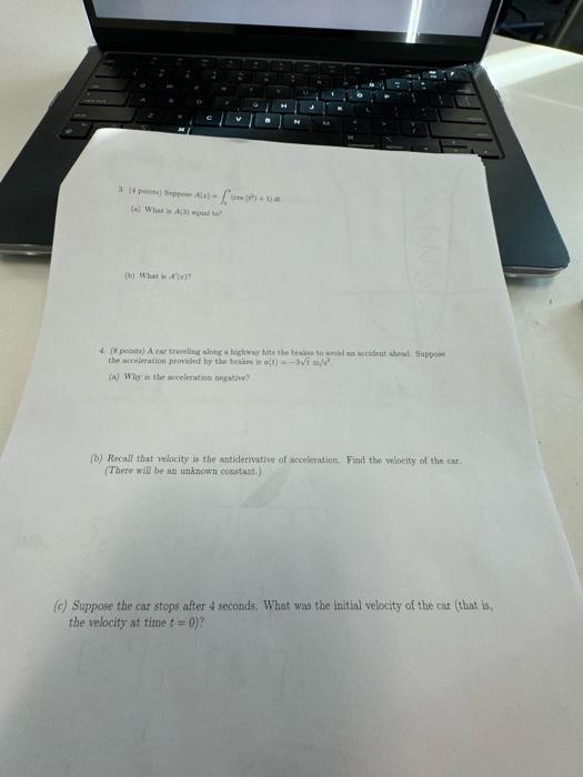 Solved 3. (4 points) Suppose ( A(x)=int_{3}^{x}left(cos | Chegg.com