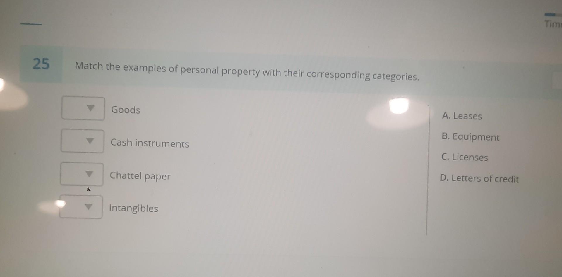 Solved 25 Match the examples of personal property with their | Chegg.com