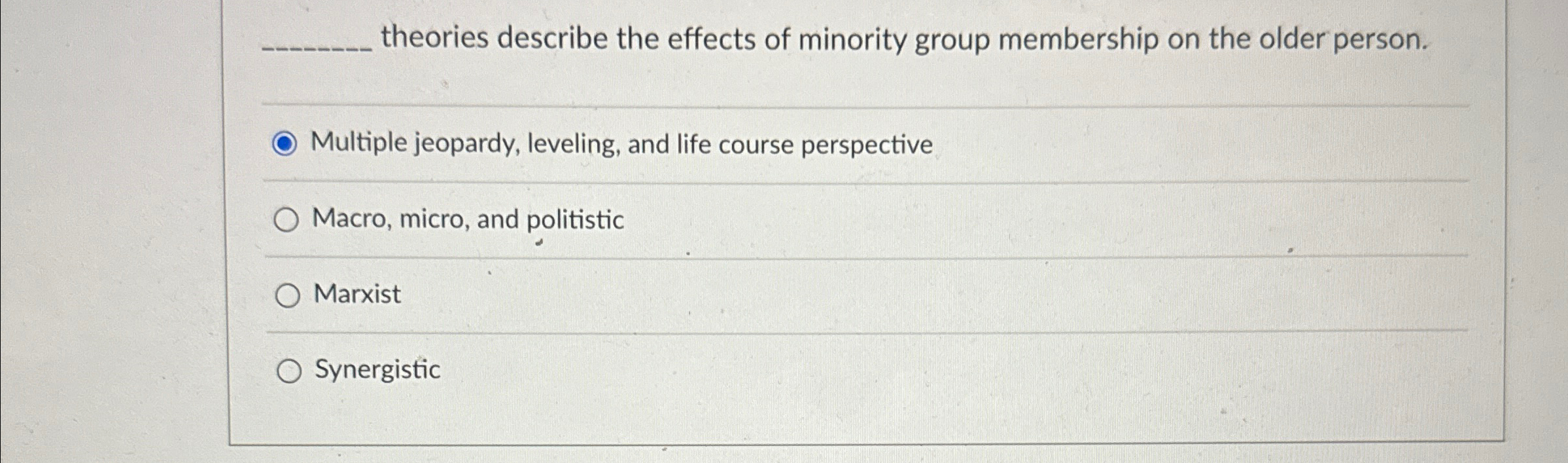 Solved theories describe the effects of minority group | Chegg.com