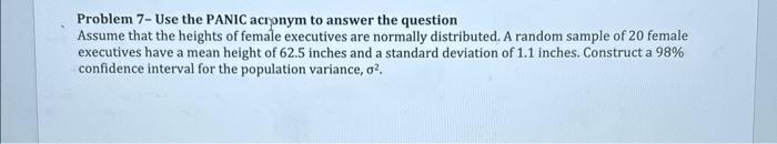 Solved Problem 7- Use the PANIC acronym to answer the | Chegg.com