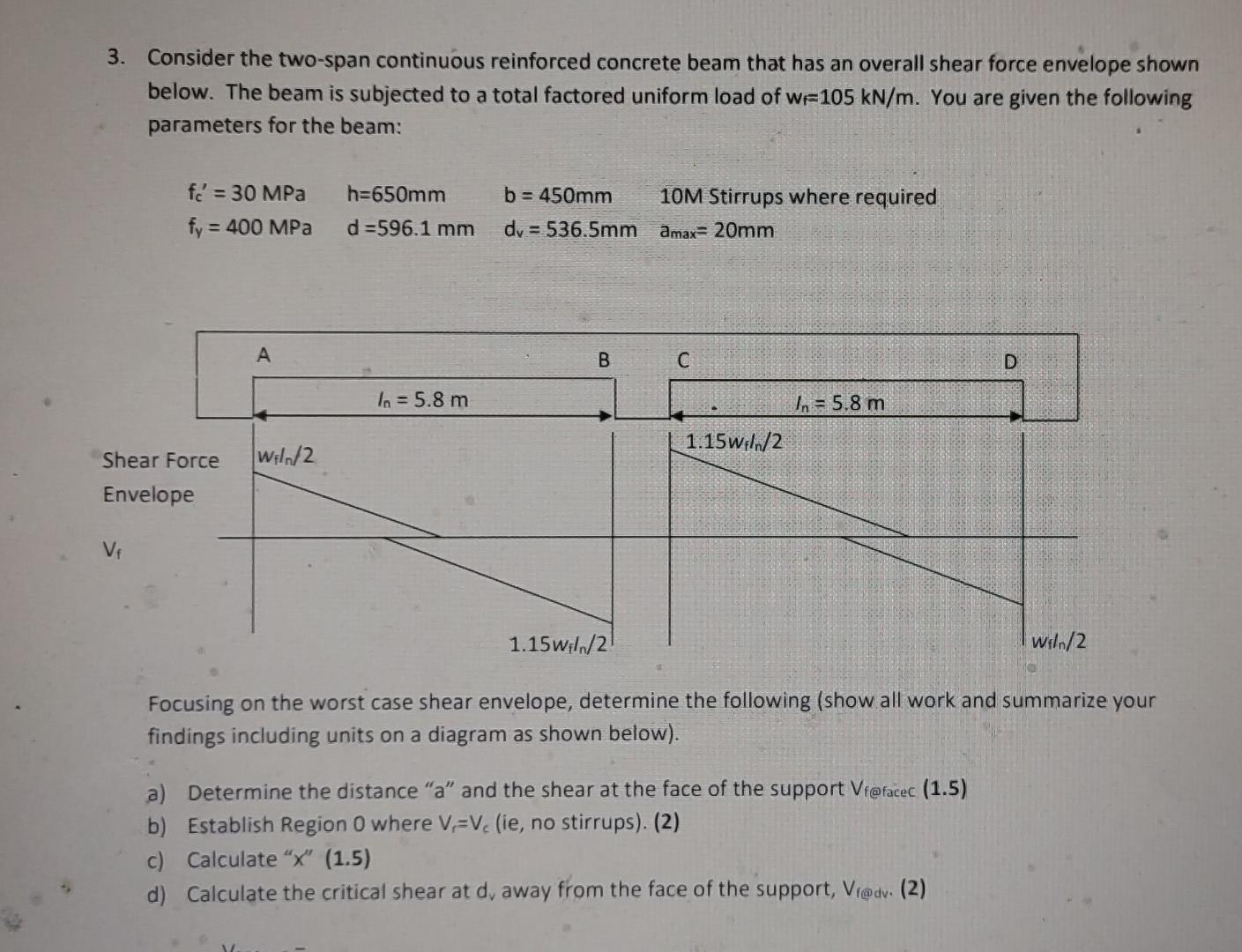 Solved 3. Consider the two-span continuous reinforced | Chegg.com