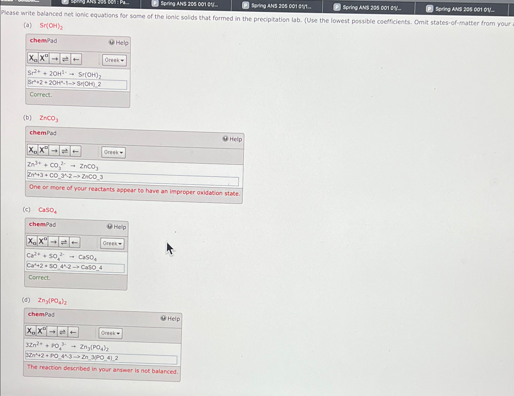 Solved Please Write Balanced Net Ionic Equations For Some Of 8951