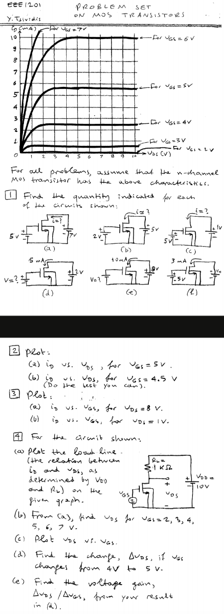 2] ﻿plot:(a) ﻿i vS. UDS, ﻿for UGS=5V.(b) ﻿io Us. UDS, | Chegg.com